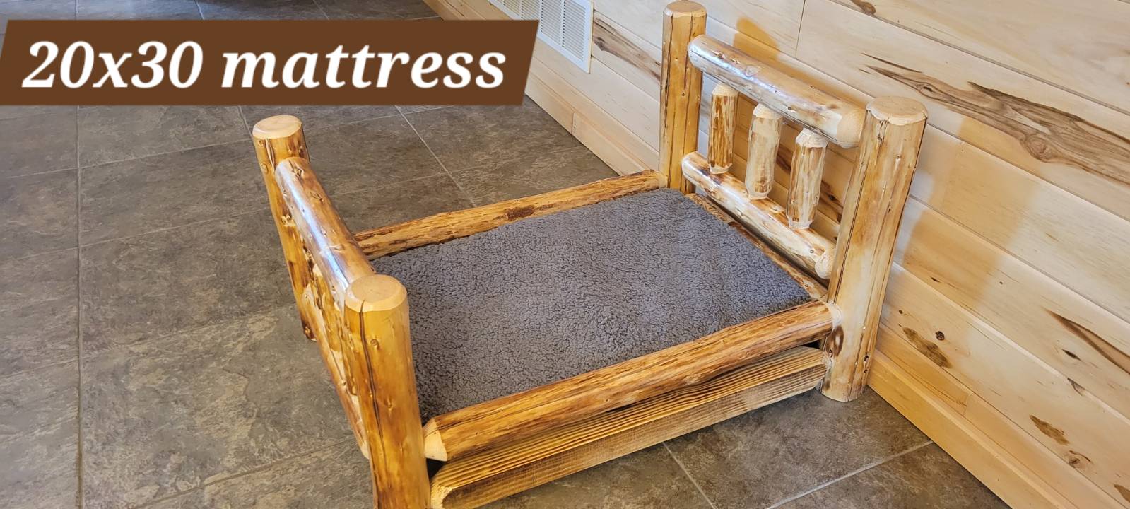 Log Dog Bed with Mattress | Handcrafted Log Bed from Minnesota Pine ...