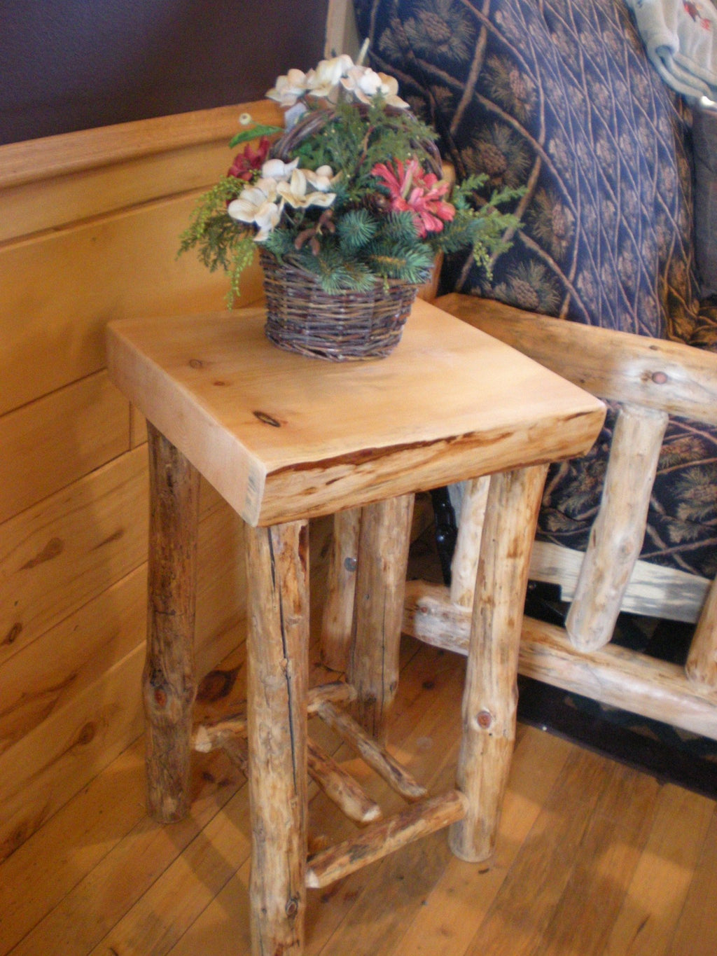 Live Edge Log End Table | Handcrafted Log Furniture from Minnesota ...